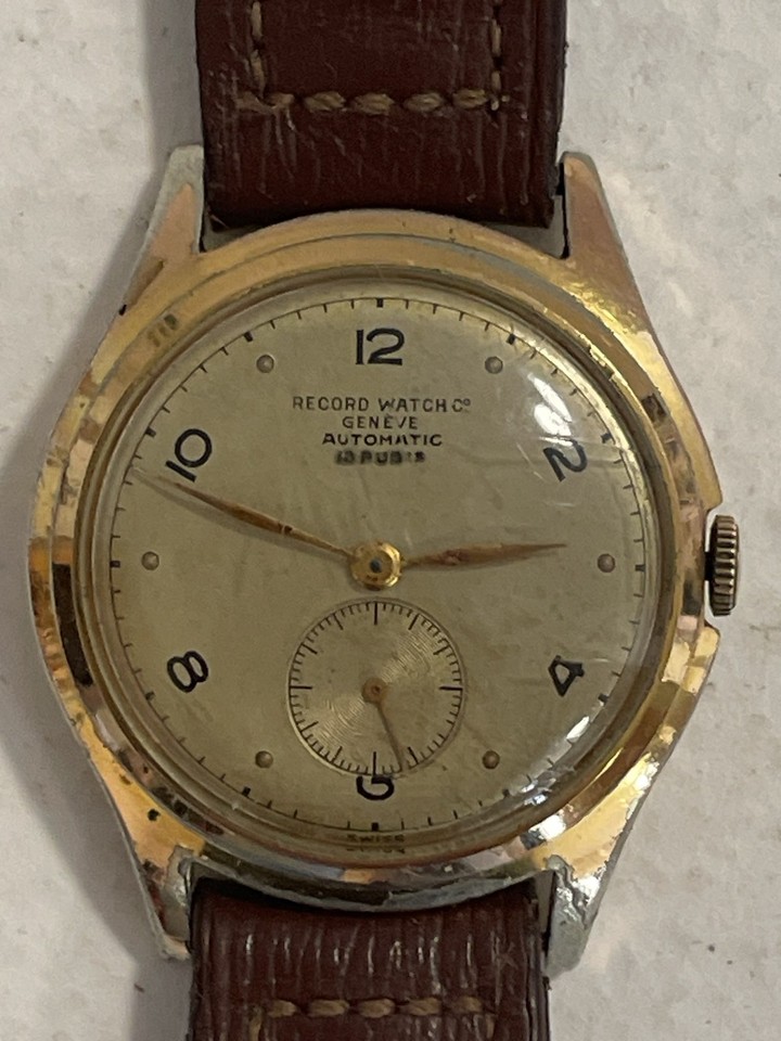 Vintage Record Watch Co Geneve Automatic Bumper Men's Plated Swiss ...