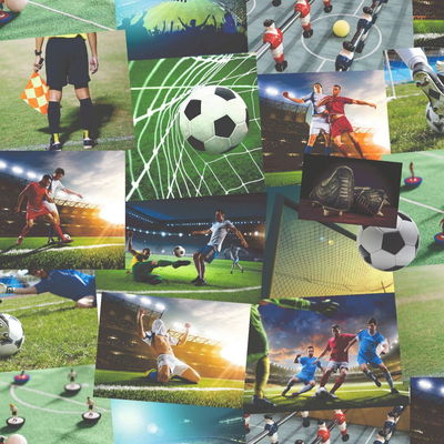 Fine Decor Novelty Football Soccer Collage Kids Boys Wallpaper 10m ...