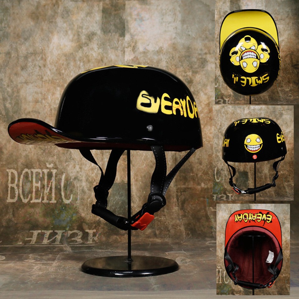Vintage Open Face Motorcycle Half Helmet Baseball Cap Bike Scooter Jet ...