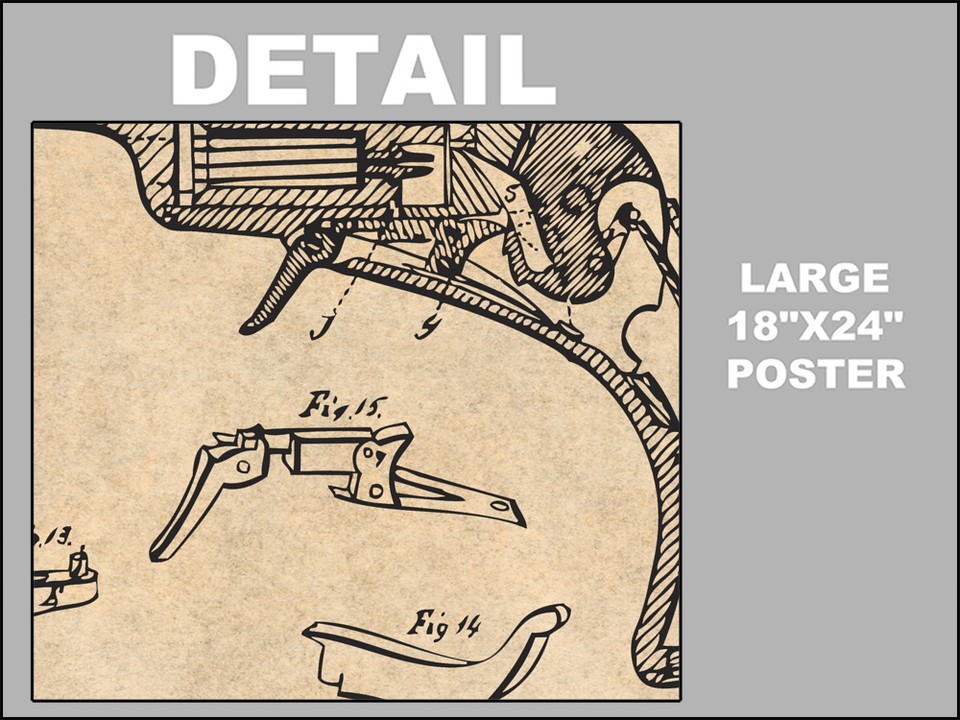 1839 Samuel Colt Paterson Holster Revolver Patent Print Art Drawing ...