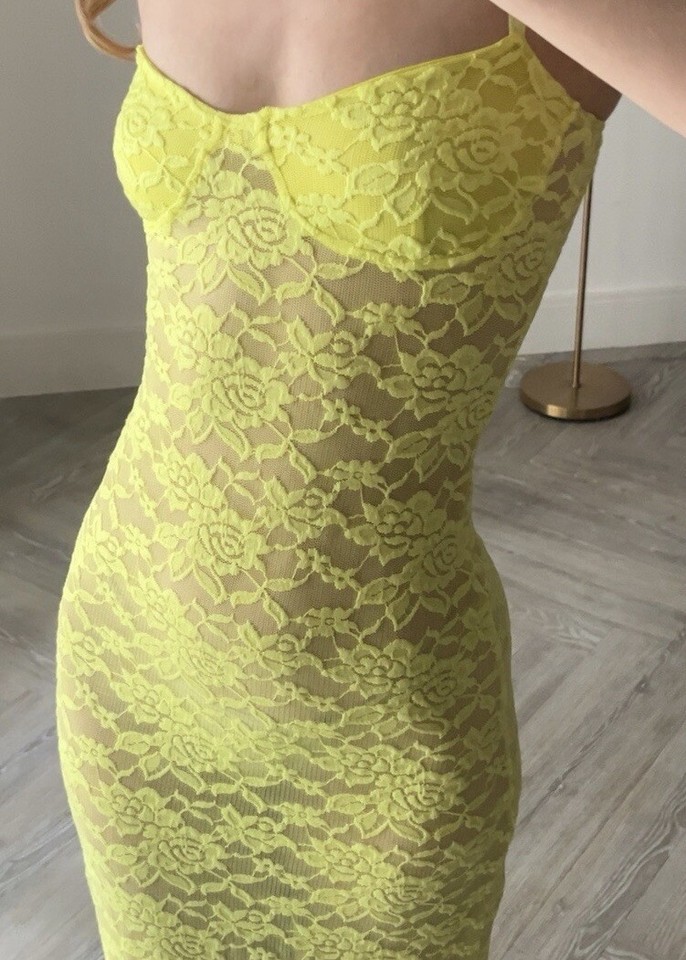Yellow Lace See Through Maxi Dress, Women’s Summer Dress, Sheer Holiday ...