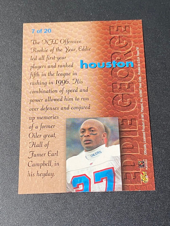 1997 Fleer Football #7 Eddie George Rookie Sensations card Houston ...
