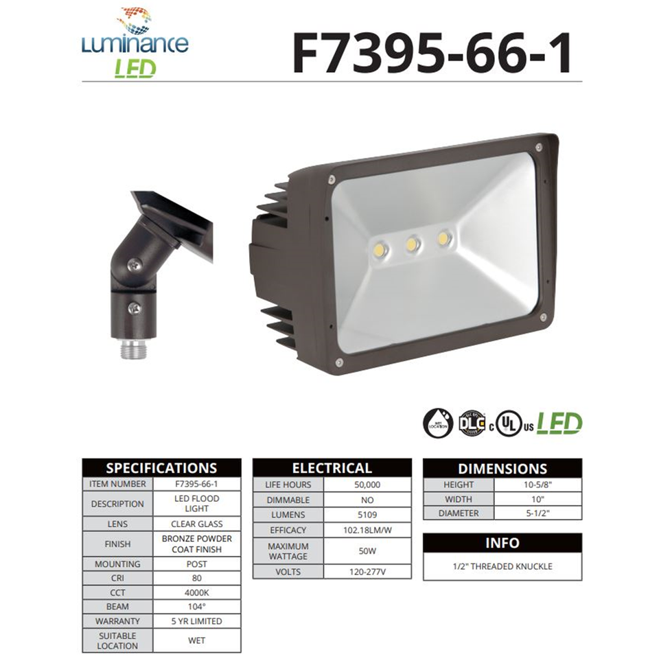Luminance Bulb LED Flood Light, Bronze Threaded Knuckle F7395-66-1 | eBay