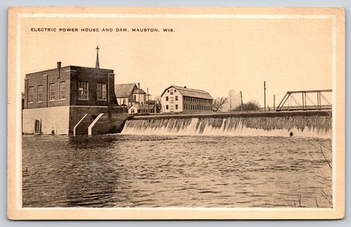 Mauston Wisconsin~Electric Power House Bldg~Dam Falls~Bridge~c1910 ...