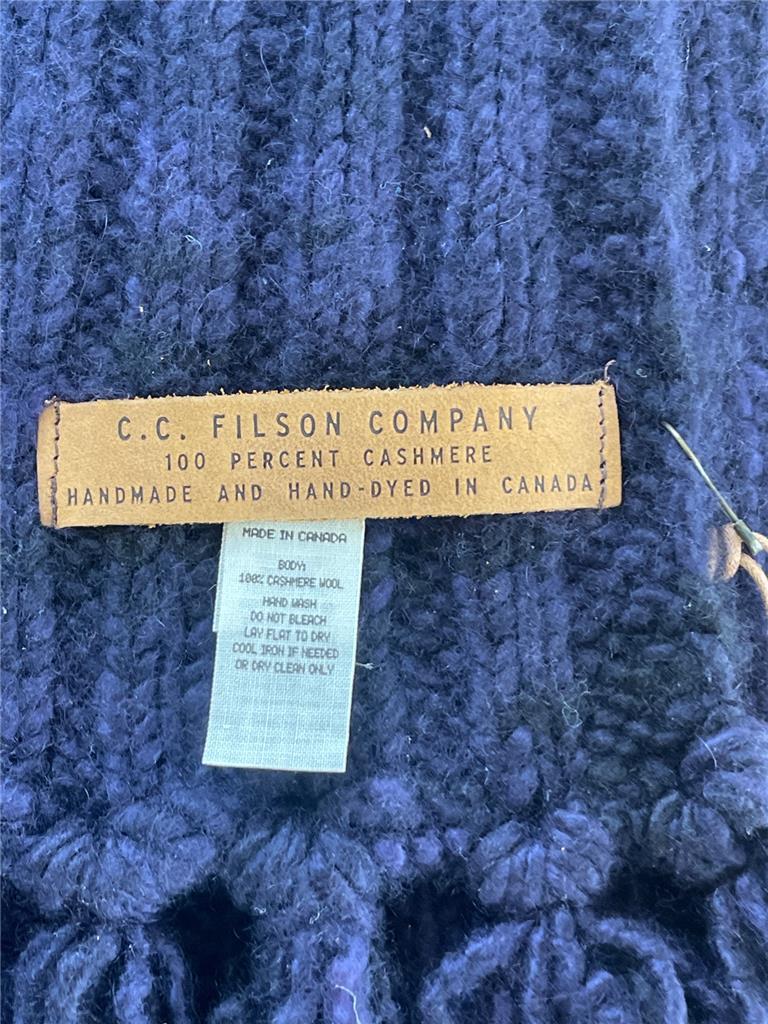Filson 100% Cashmere Wool Scarf Hand Woven Ink Blue Made in Canada MSRP ...