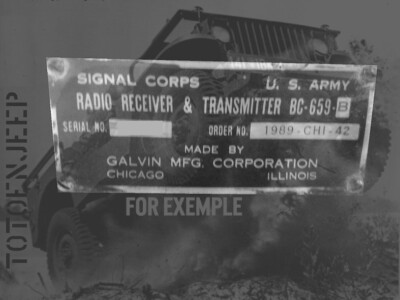 plate plaque plaquette radio BC659 B ALU jeep willys scr 610 gi us ww2 ...