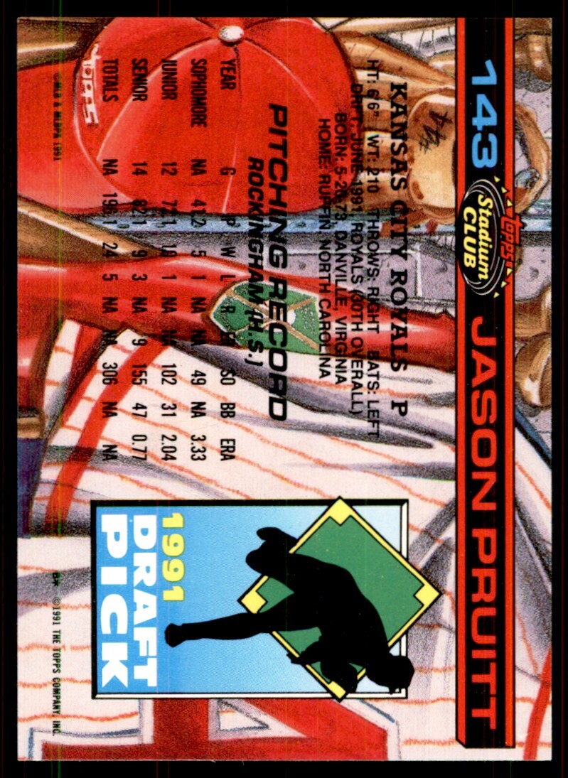 1991 Stadium Club Stadium Set Jason Pruitt Baseball Cards #143 | eBay