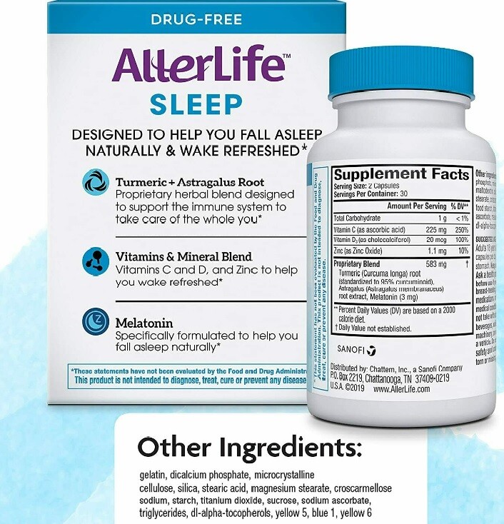 2x AllerLife Sleep Capsules, Daily Dietary Supplements & Sleep Support ...