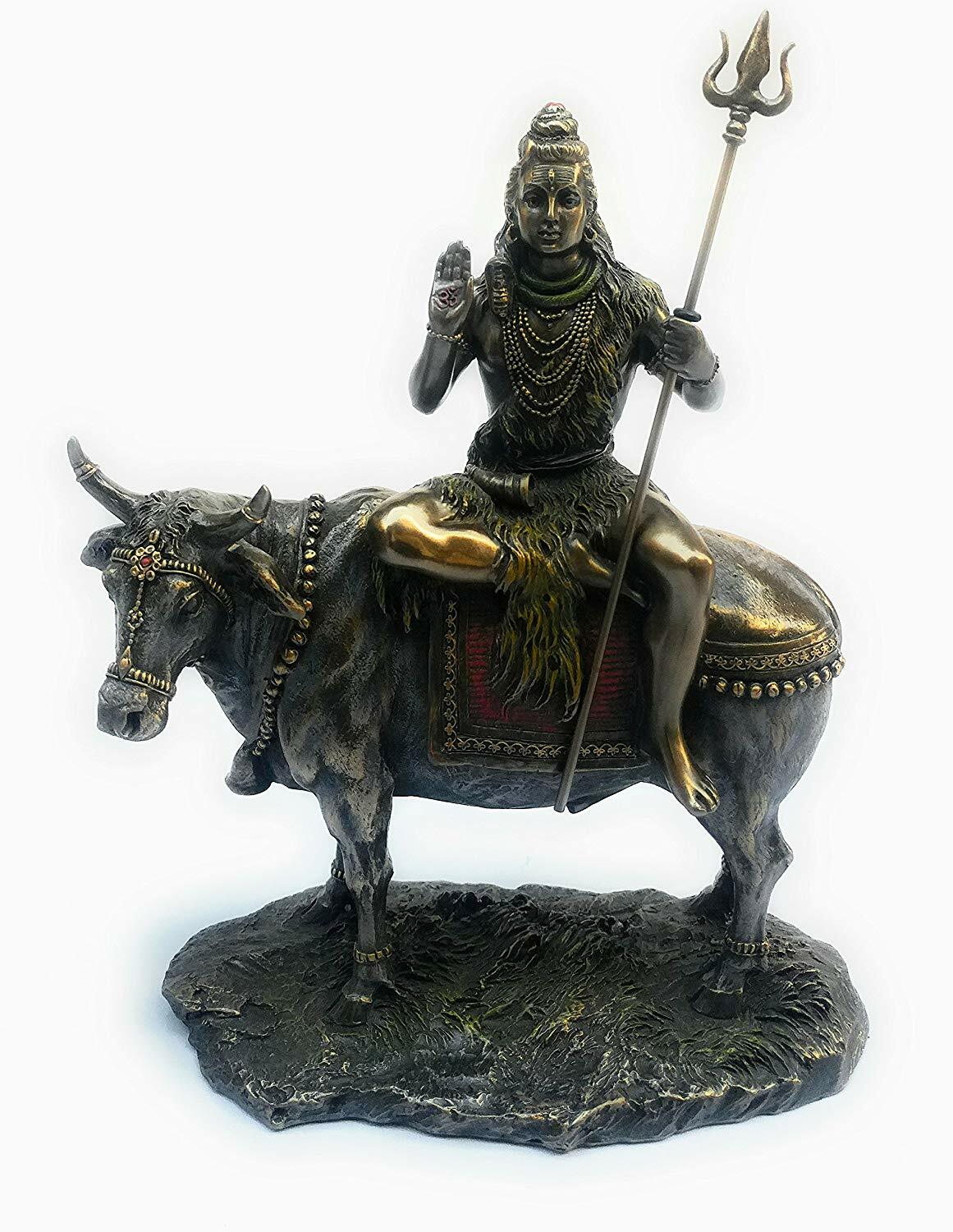 Hindu God Lord Shiv Shiva Shankar Sitting on Nandi Bull Statue Idol ...