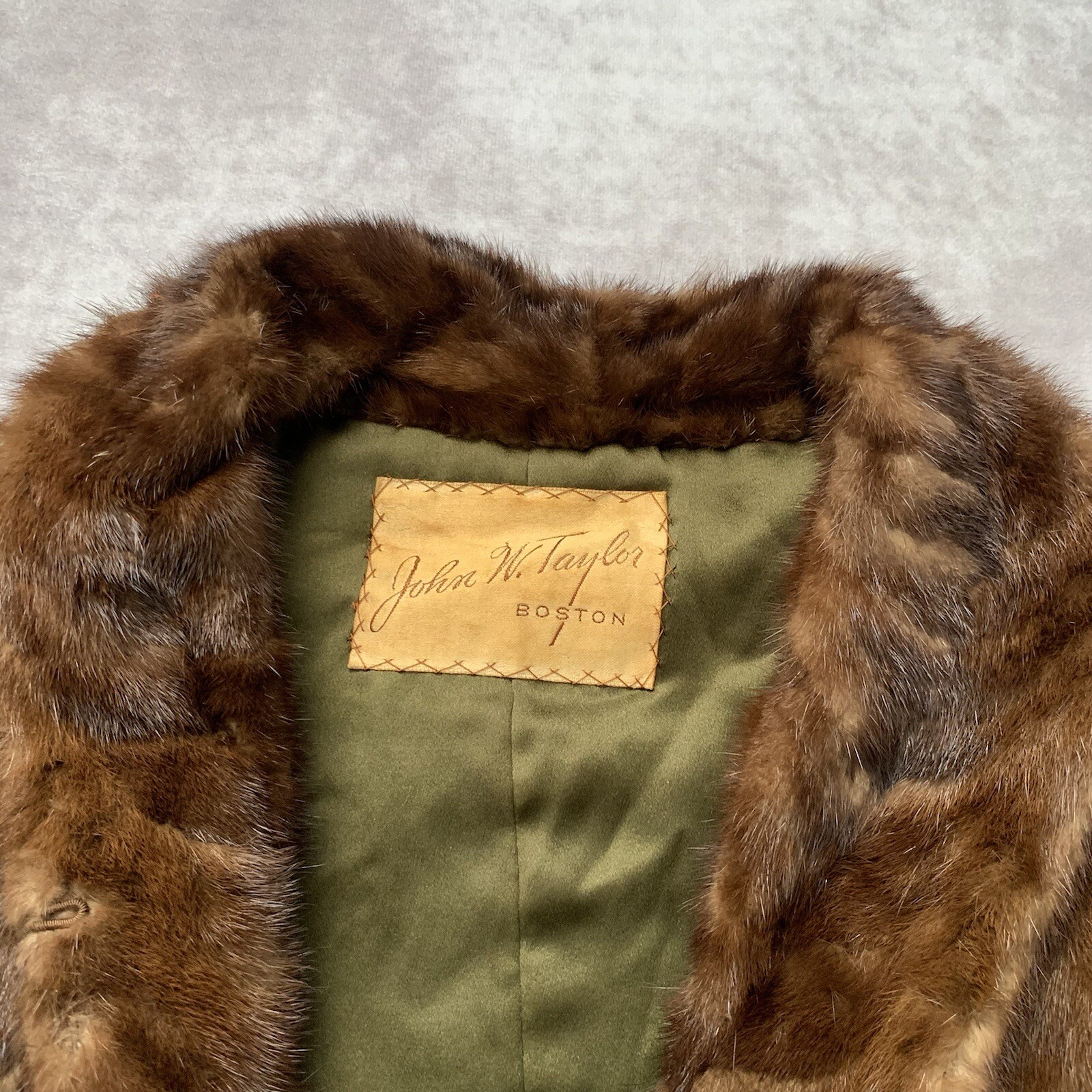 Vintage 70s 80s John W. Taylor Genuine Mink Stole Dark Brown Fur Satin ...