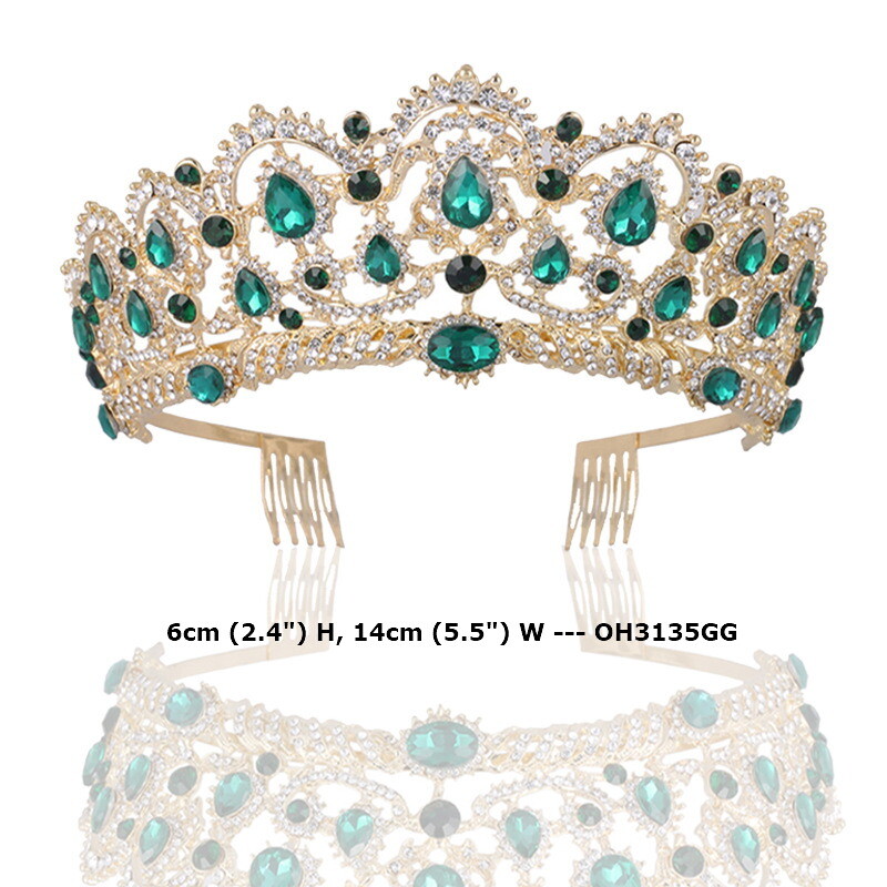 55 Styles Green Crystal Queen Princess Tiara Crown Wedding Princess For ...