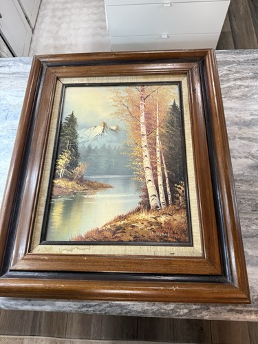 Vintage Painting Signed Lawrence Mountain Landscape Original Framed 20 ...