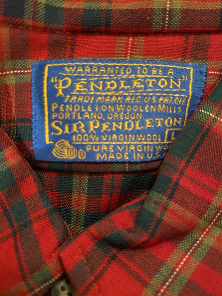 Pendleton Shirt Mens Large 100% Wool Tartan Sir Pendleton Outdoors ...