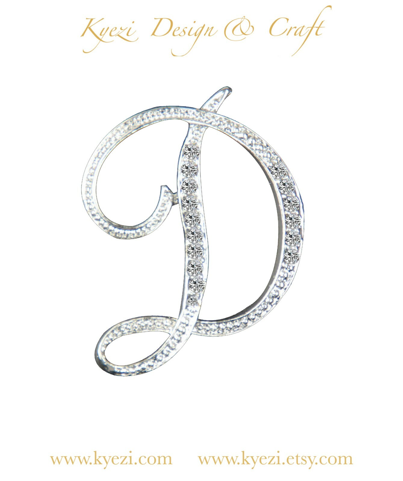 Silver / Gold Initial Lapel Pin Rhinestone Brooch 26 English Letter ...