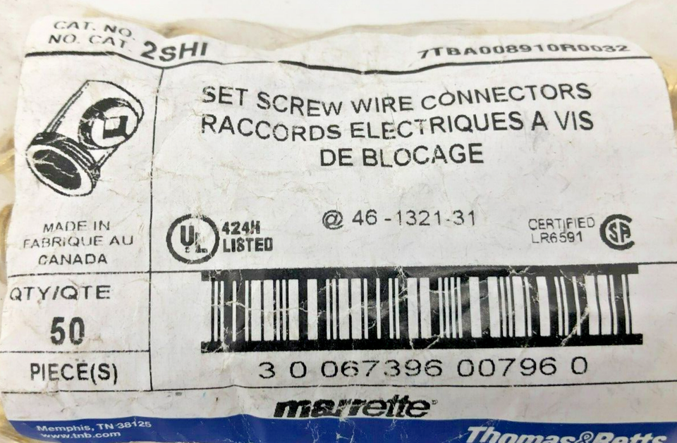 Bag of 50 New T&B Marrette 2SHI Wire Connectors (No Insulation Caps) | eBay