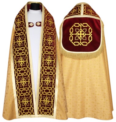 Gold/red Roman Cope with stole KT574-AGC16 Capa pluvial Dorada/roja ...