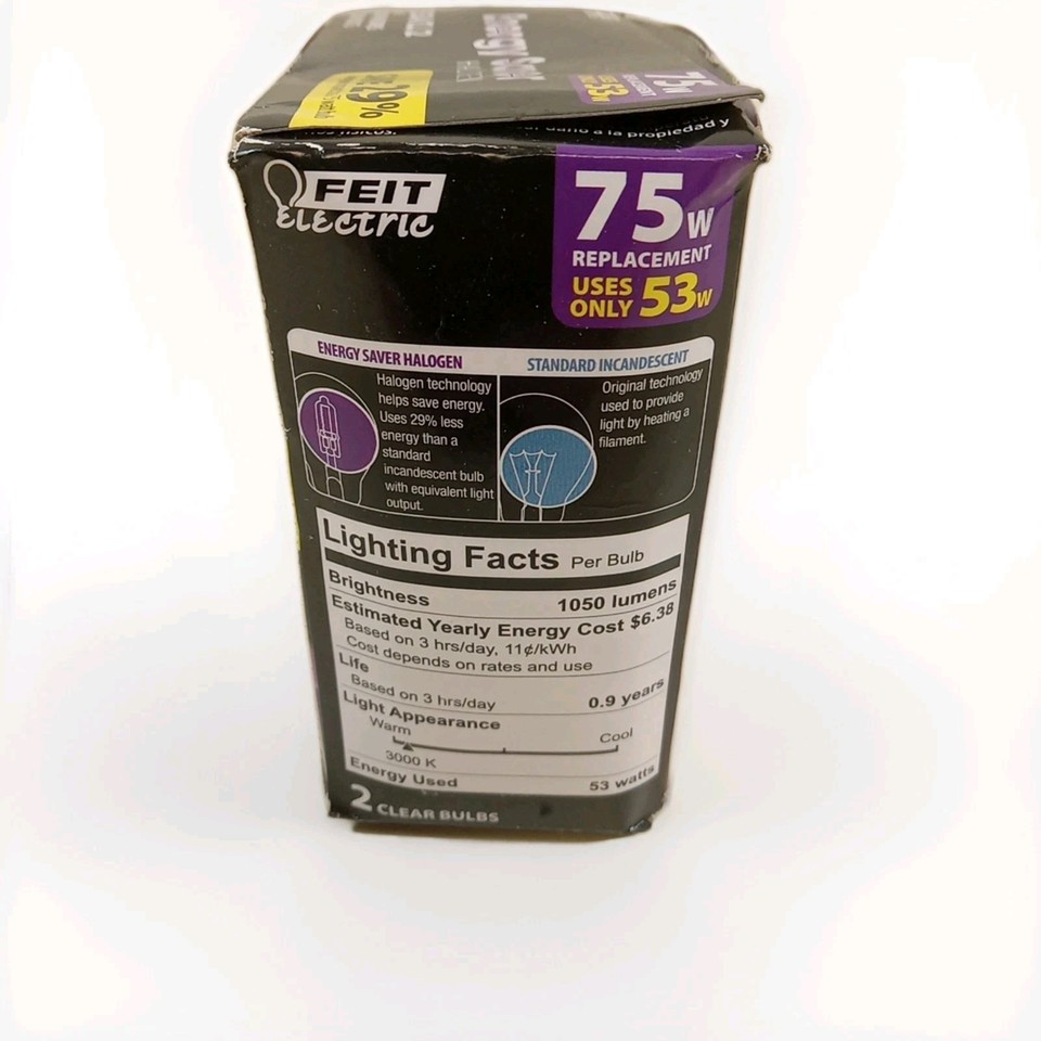 Felt Electric - 75 watt - A19 - Clear Light Bulbs - 1 Pack/2 Bulbs. NEW ...