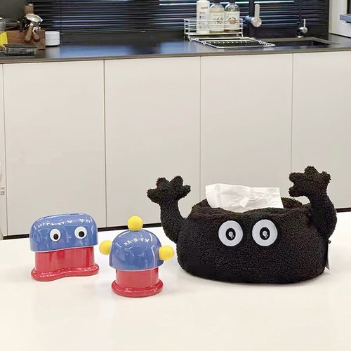 Cute Black Paper Storage Bag Flat Tissue Box Table Decor Portable Paper ...