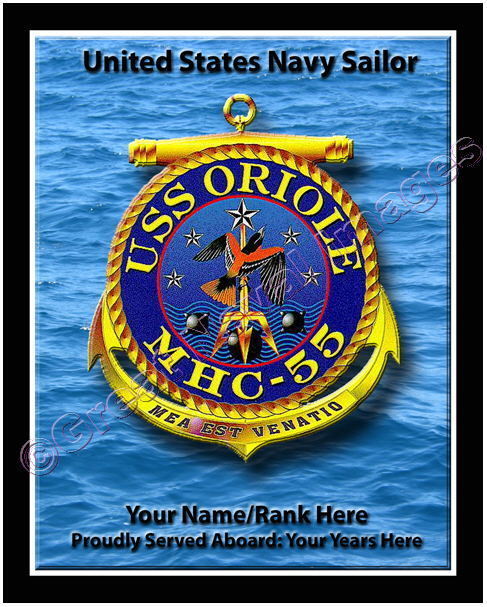 USS Oriole MHC 55 Personalized Ship Crest Print on Canvas 2D Effect | eBay