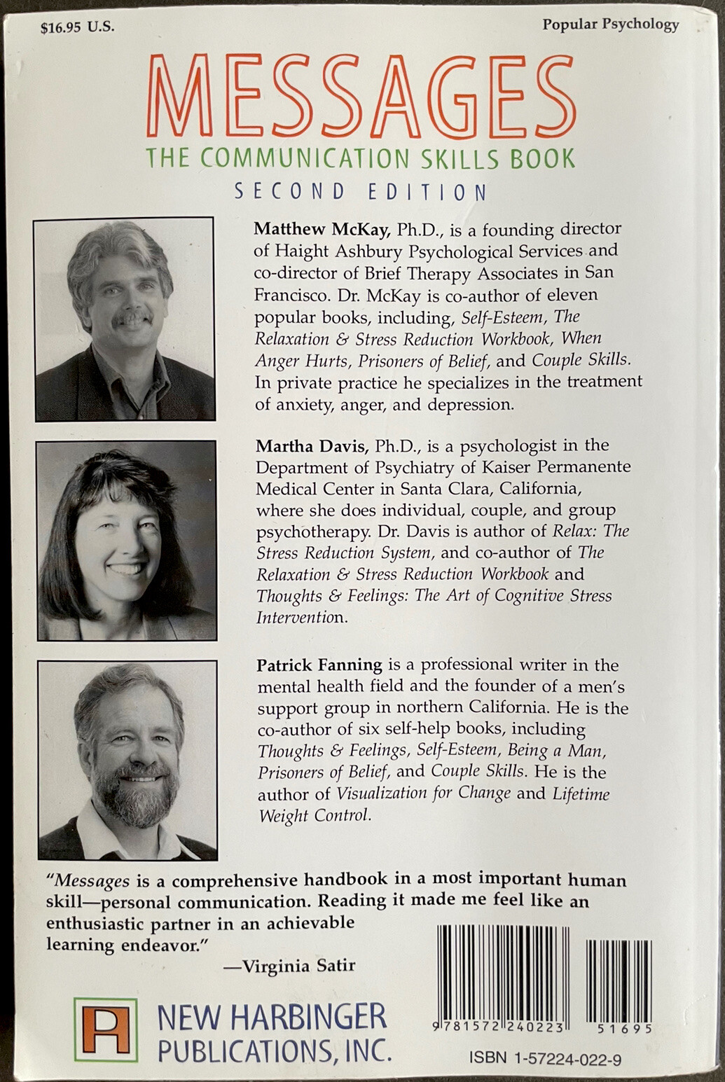 Messages : The Communication Skills Book by Matthew McKAY, Martha Davis ...