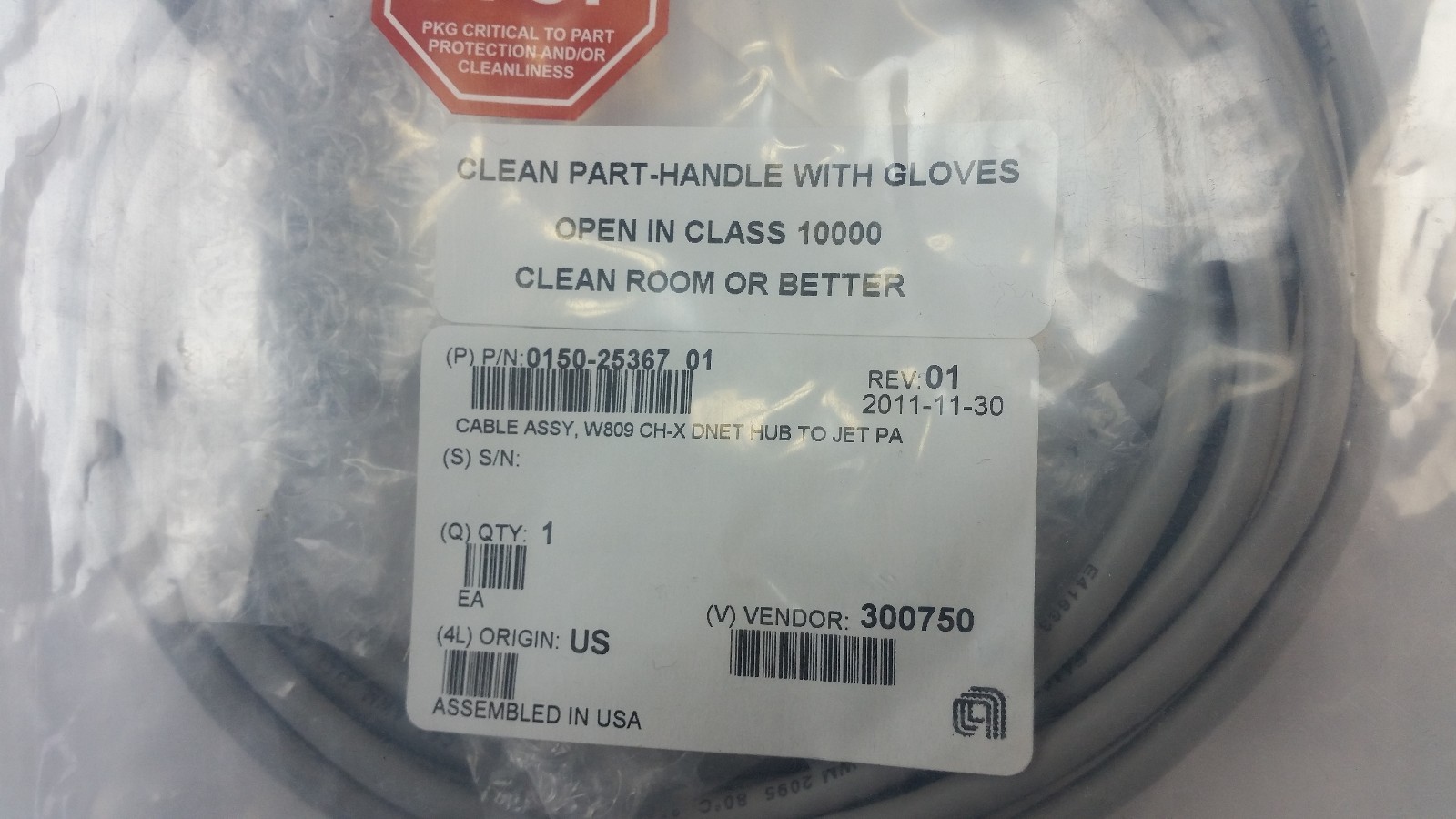 AMAT APPLIED MATERIALS 0150-25367 CABBLE ASSY W809 CH-X DNET HUB TO JET ...