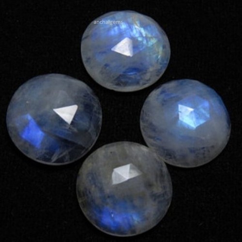 11MM- 15MM NATURAL RAINBOW MOONSTONE ROUND ROSE CUT FLAT BACK CABOCHON ...