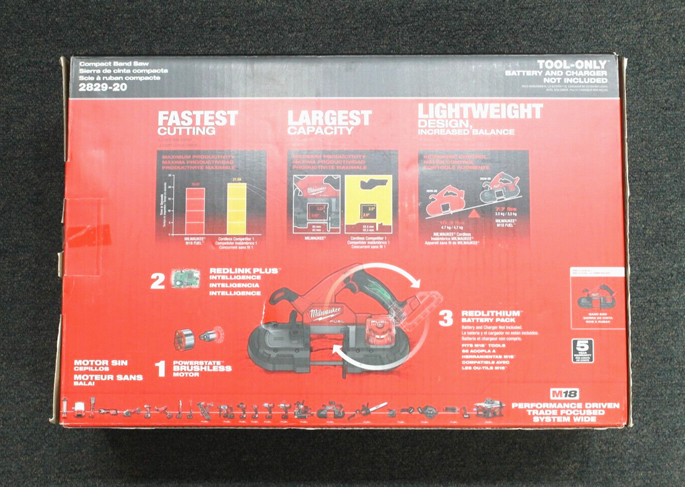 Milwaukee 2829-20 M18 FUEL Compact Variable Speed Band Saw Bare Tool ...