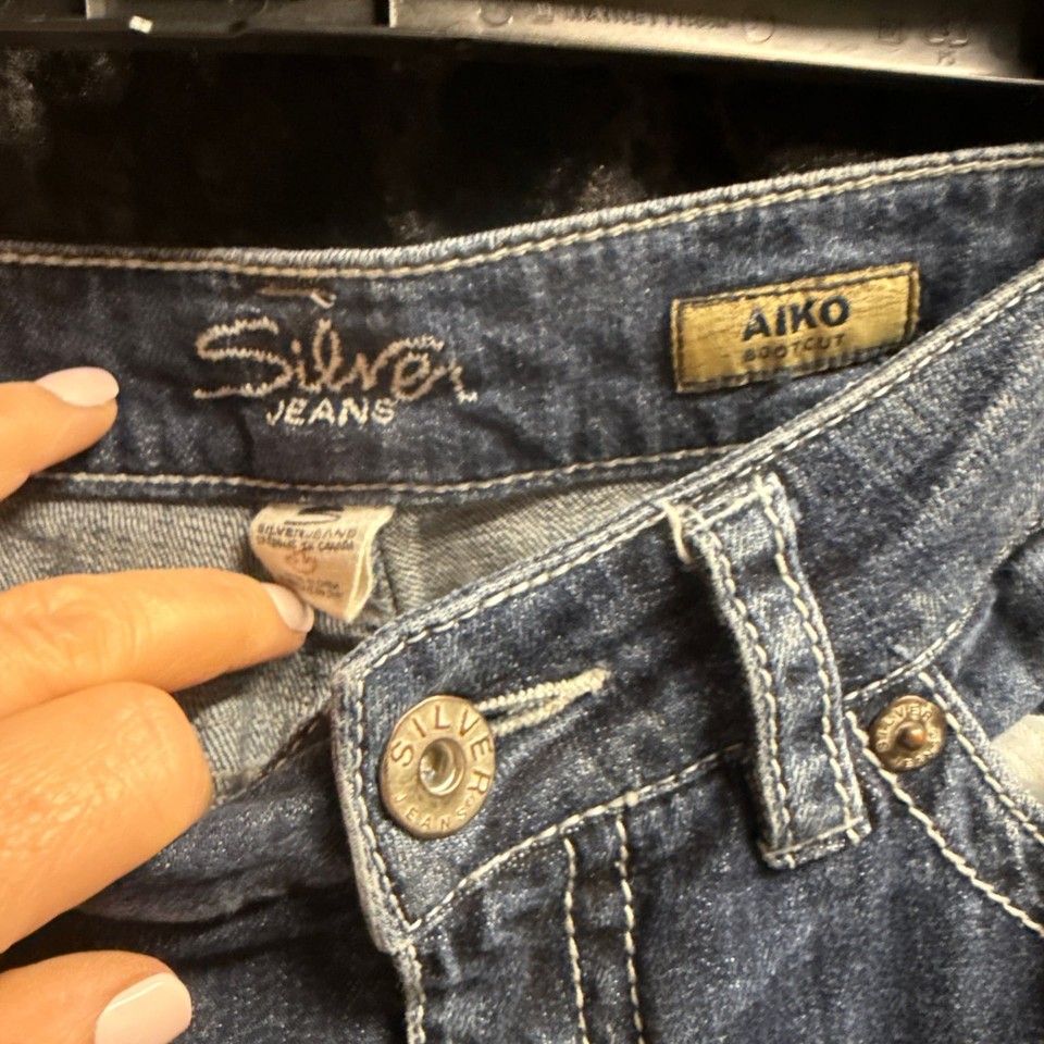 Silver Jeans Co. Aiko Bootcut Low Rise Denim Jeans Thick Stitch ...