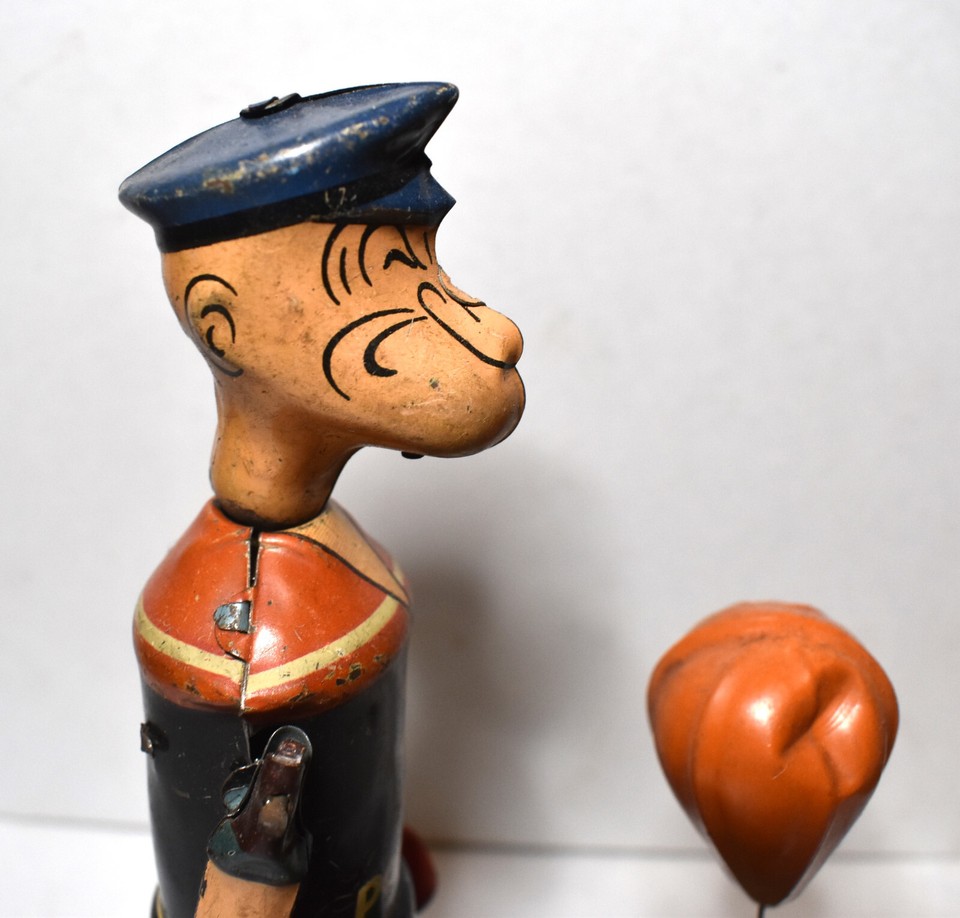 Vintage 1932 J Chein POPEYE Boxing Bag Puncher Wind Up Boxer Tin Litho ...