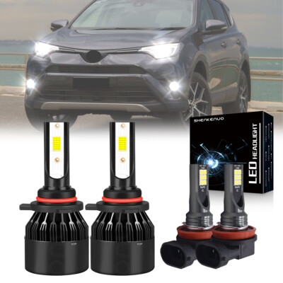 Para For Toyota RAV4 2016 2017 2018-4PC 6000K Faros LED +Kit de luces ...