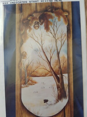 CHERI ROL 1989 winter oak tree snow OIL STILL LIFE PAINTING PATTERN ...