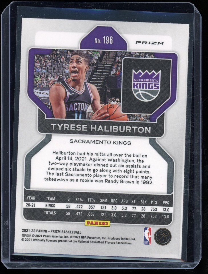 Tyrese Haliburton Red Cracked Ice Prizm 2021-22 Panini Prizm Basketball ...