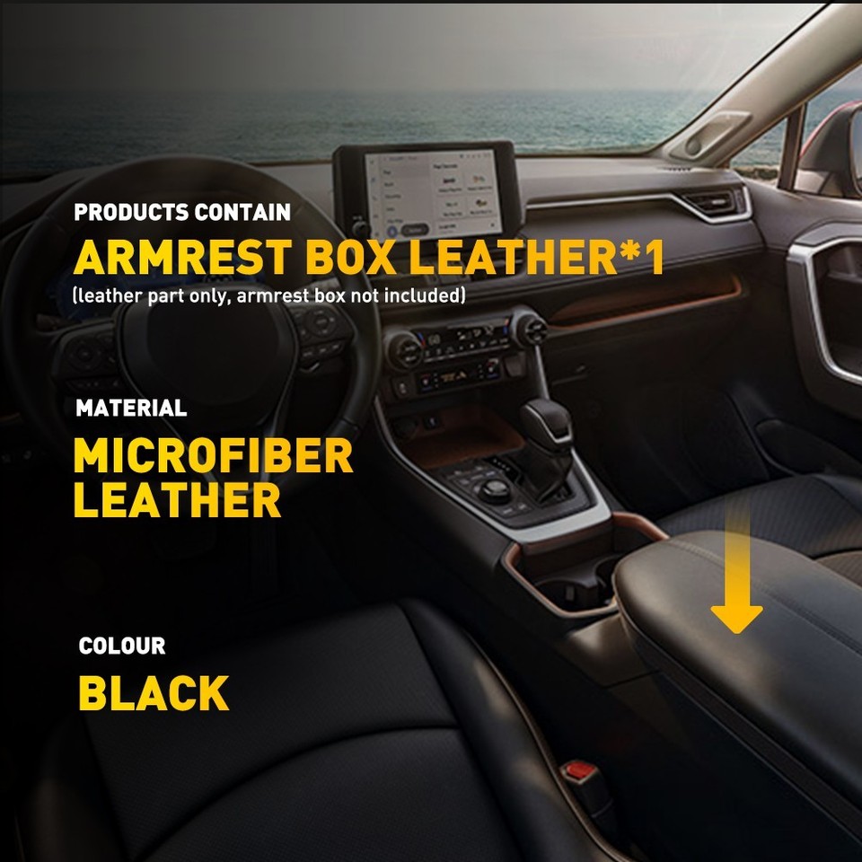 Leather Console Lid Armrest Replacement Cover Black For Toyota RAV4 ...