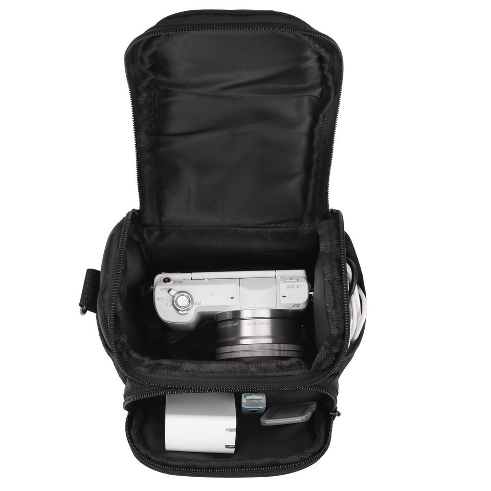 Black Camera Protective Bag Shoulder Pouch Zipper Case for Nikon Canon ...