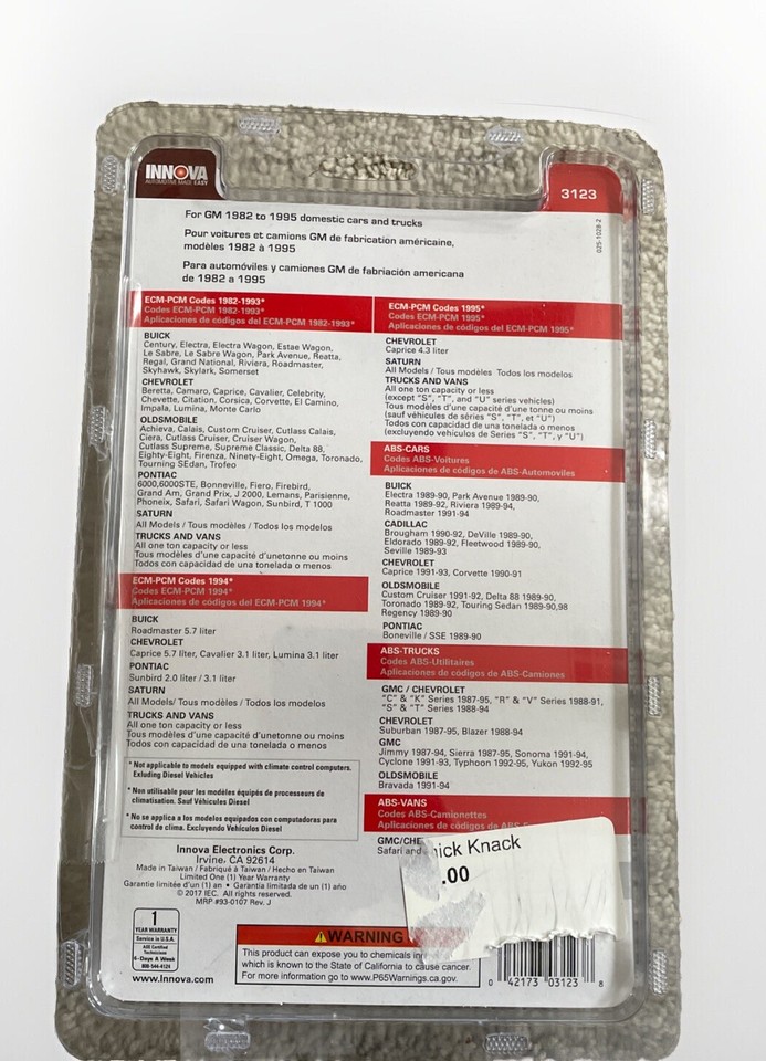 3123 GMl OBD1 Code Reader Scanner Innova Electronics To Data Software ...
