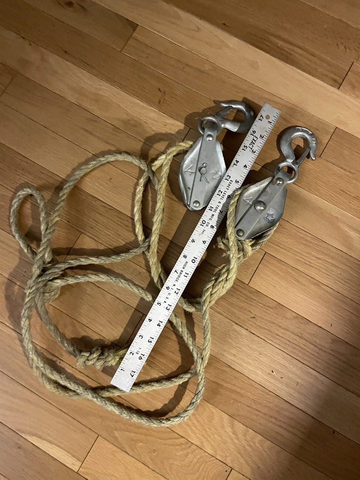 Set 2 4 STAR Single Sheive Block & Tackle Pulleys & Rope Barn ...