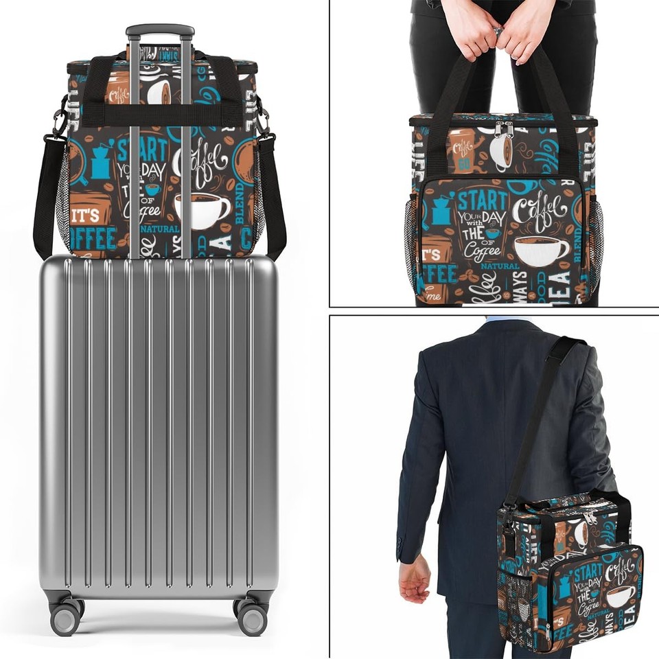 Blue Coffee Cafe Coffee Maker Carring Bag Travel Carrying Storage Tote ...