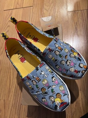 Toms Snoopy Blue Peanuts Dance Party Slip On Shoes Ortholite Foam ...
