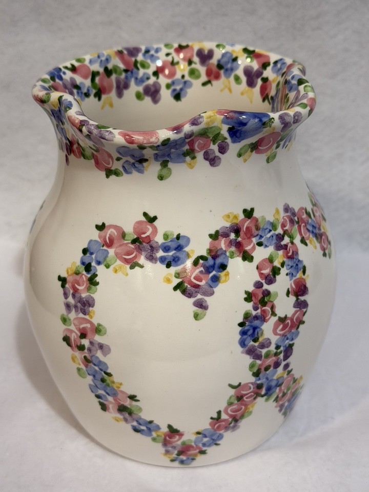 Jan Pugh Packer Creek Pottery Handmade Vase Hearts Flowers Ruffled Edge ...