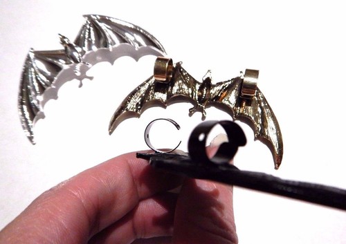 SINGLE VAMPIRE BAT WRAP EAR CUFF silver black gothic Halloween Earring ...