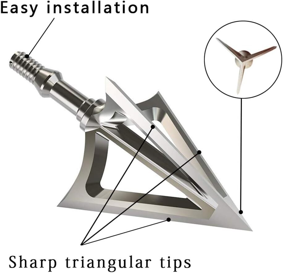 Pack of 6 JIANZD X1 Archery Broadheads for Crossbow 100 GR Stainless ...