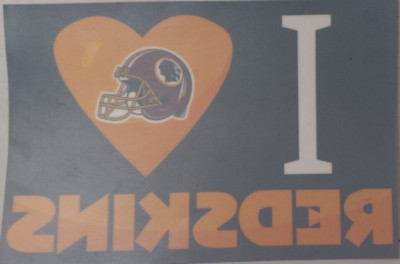 Vintage NFL Washington Redskins "I Love Redskins" Window Decal 4"x6 ...