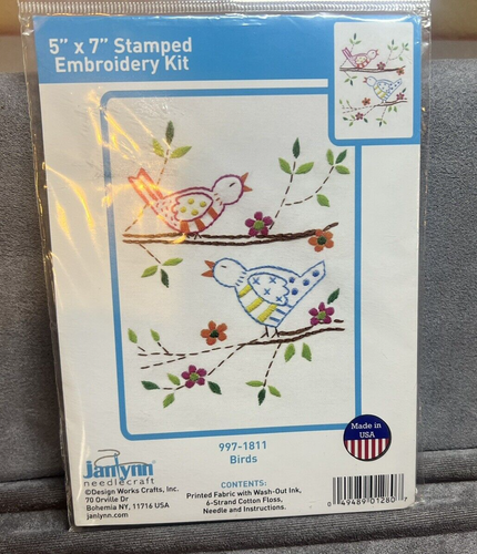NEW Janlynn Stamped Embroidery Kit 5" x 7" - Birds - Item # 997-1811 (E ...