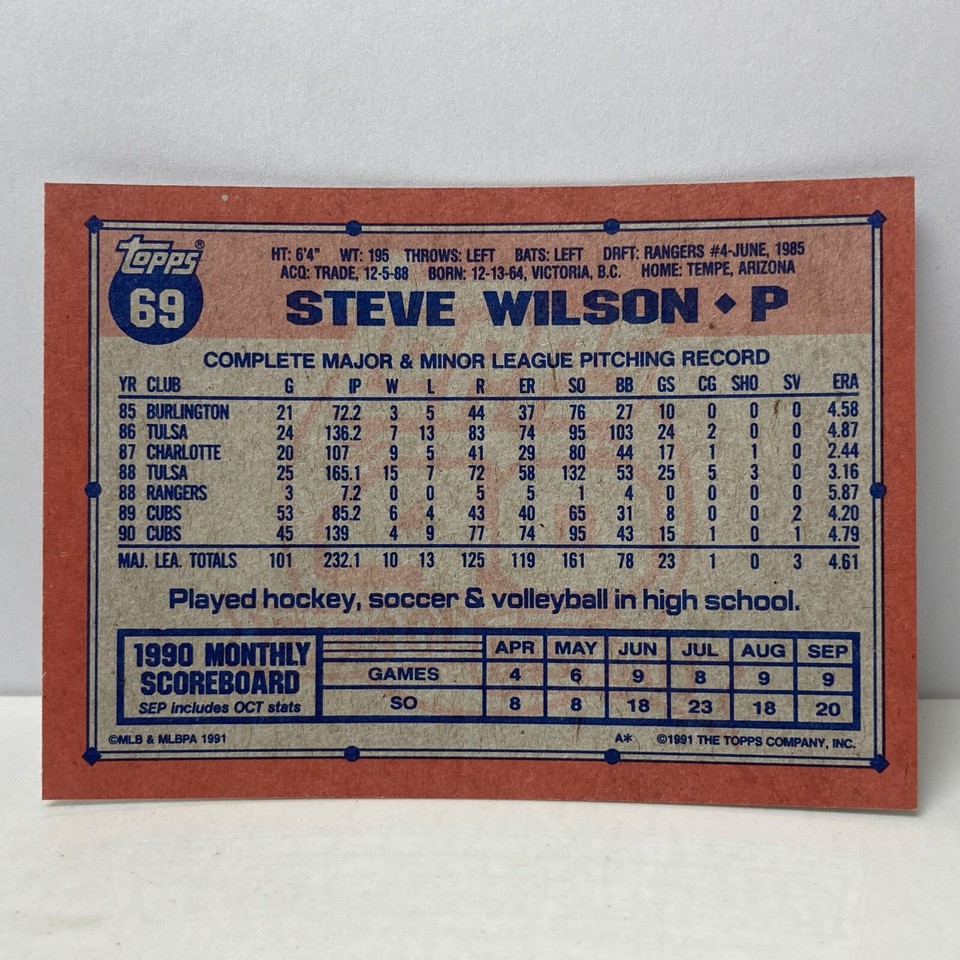 1991 Topps #69 Steve Wilson Cubs | eBay