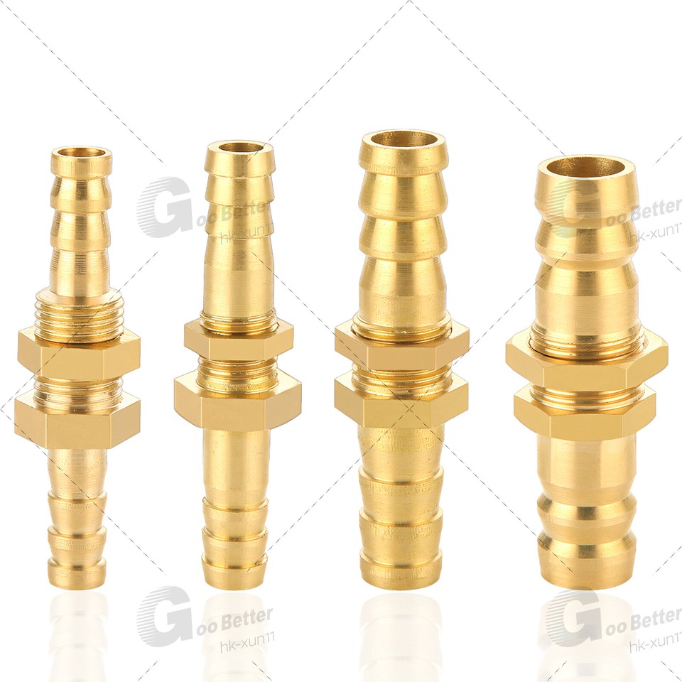 Brass Barb Bulkhead Fitting Barb Hose Tail Connector 4/6/8/10/12/14/16 ...