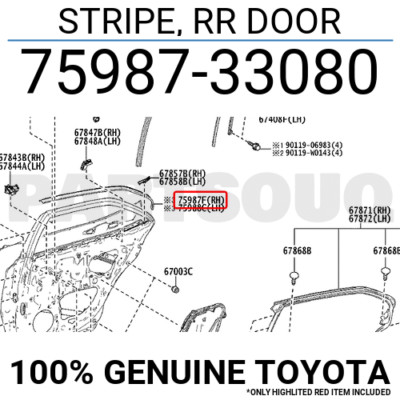 7598733080 Genuine Toyota STRIPE, RR DOOR 75987-33080 | eBay