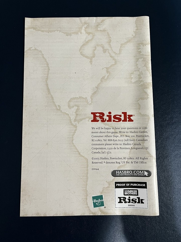 2003 RISK Global Domination Officers Command Manual Game Instruction ...