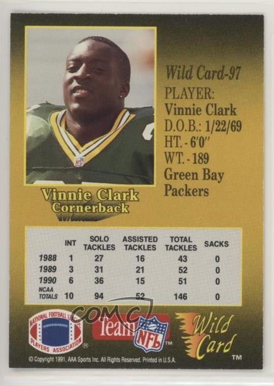 1991 Wild Card 5 Stripe Vinnie Clark #97 Rookie RC | eBay