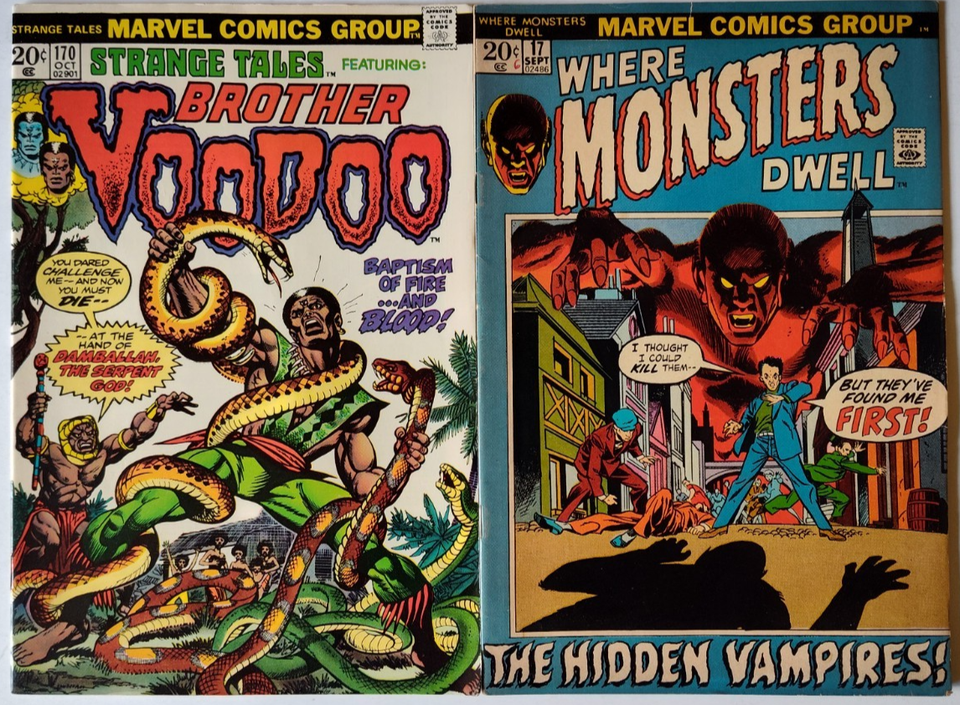 MARVEL HORROR 10 BOOK LOT #3 * #2 BROTHER VOODOO MUMMY WEREWOLF MAN ...
