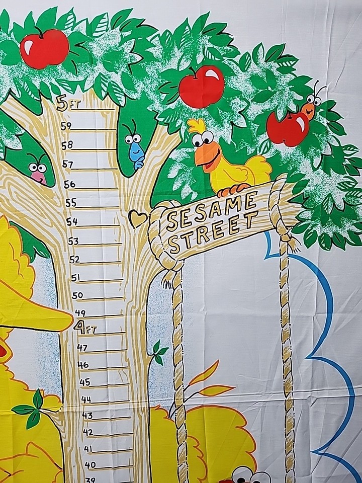 Bright Sesame Street Fabric Panel Growth Chart Big Bird Elmo Sewing ...